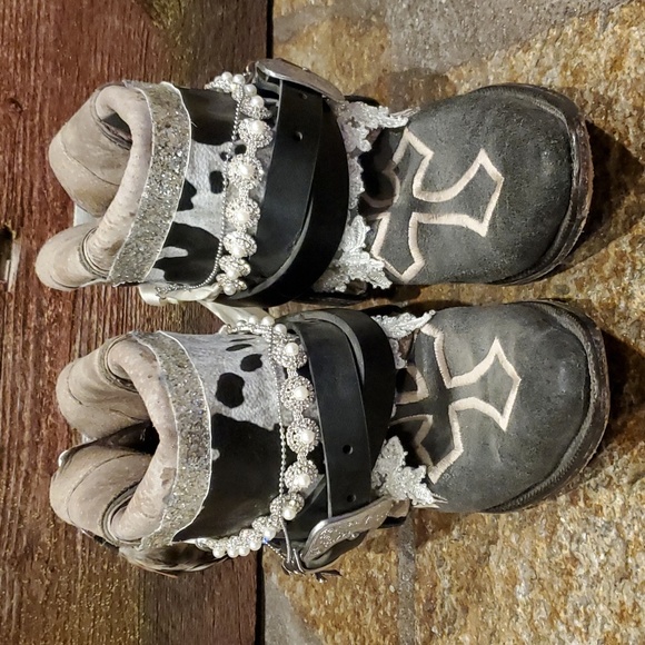 Upcycled | Shoes | Upcycled Cowgirl Cowboy Boots Adorable Cross Bling ...
